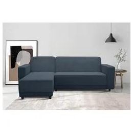 Ecksofa DOREL HOME "Allie Schlafsofa 230 cm mit Relaxfunktion in der Rückenlehne" Sofas Gr. B/H/T: 230cm x 82cm x 154cm, Cord, Recamiere beidseitig montierbar, blau Schlaffunktion (108194,5cm), trendiger Cord o. pflegeleichter Velours