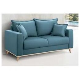 2-Sitzer Home Affaire "Edina" Sofas Gr. B/H/T: 162cm x 74cm x 84cm, Baumwollmix, blau (petrol) auch in Baumwollmix-Bezug, im skandinavischem Stol