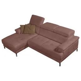 Ecksofa Egoitaliano "Soul, Design und Sitzkomfort auf hohem Niveau, tolle Details, L-Form" Sofas Gr. B/H/T: 250 cm x 99 cm x 166 cm, Luxus-Microfaser BLUSH, Recamiere links, mit Kopfteilverstellung, braun (chedar wood) mit Recamiere, inkl. Kopfteilverstellung