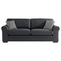 3-Sitzer Home Affaire "Broughton" Sofas Gr. B/H/T: 233 cm x 92 cm x 94 cm, Struktur fein, grau weicher Sitzkomfort, incl. 2 Zierkissen, Keder