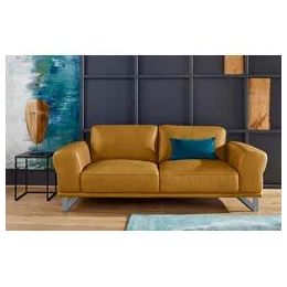 2,5-Sitzer W.Schillig "montanaa" Sofas Gr. B/H/T: 212cm x 78cm x 94cm, Longlife Xtra-Leder Z69, gelb (kurkuma z69) mit Metallkufen in Silber matt, Breite 212 cm