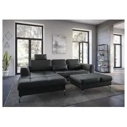 Sit & More Ecksofa SIT & MORE "Bendigo L-Form" Sofas Gr. B/H/T: 284cm x 87cm x 175cm, NaturLEDER, mega-Recamiere links, mit satiniertem Nickelfuß, schwarz inklusive Sitztiefenverstellung, Bodenfreiheit 15 cm, 2 Fußfarben