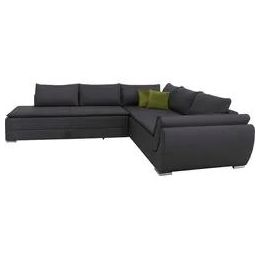 Ecksofa Inosign "Göteborg" Sofas Gr. B/H/T: 320cm x 93cm x 253cm, Struktur (100% Polyester), Recamiere links, mit Taschen-Federkernmatratze und Kaltschaum-Topper, grau (anthrazit) mit Boxspring-Bettfunktion und Bettkasten, Dauerschlaffunktion, Topper