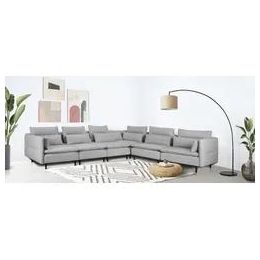 Ecksofa Andas "ALVIK L-Form" Sofas Gr. B/H/T: 344cm x 88cm x 262cm, Filzoptik, langer Schenkel links, langer Schenkel links, grau (hellgrau) zusammengesetzt aus Modulen, erweiterbar mit Modulen der Serie