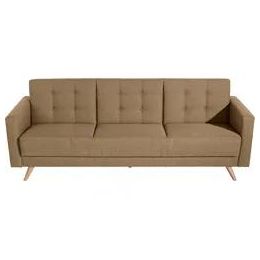 3-Sitzer Max Winzer "Julius Kippcouch mit komfortablem Federkern, klassisch und modern" Sofas Gr. B/H/T: 224 cm x 81 cm x 83 cm, Strukturwebstoff 16523, beige (sand) Schlafsofa, inklusive Bettfunktion & Bettkasten, Breite 224 cm