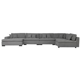 Guido Maria Kretschmer Home & Living Wohnlandschaft GUIDO MARIA KRETSCHMER HOME & LIVING "Skara XXL U-Form" Sofas Gr. B/H/T: 510 cm x 86 cm x 250 cm, Struktur weich, Recamiere links, grau (hellgrau) Lounge-Sofa XXL mit Federkern-Polsterung, in vielen Bezugsvarianten