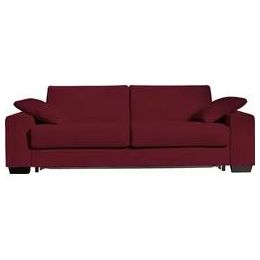 Schlafsofa Bali "Norwalk" Sofas Gr. 160cm x 200cm, Struktur fein, Basic: Gitterrostunterfederung-Kaltschaummatratze, rot (dunkelrot) Dauerschlaffunktion, mit Unterfederung Lattenrost und Matratze