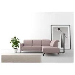 Sit & More Ecksofa SIT & MORE "Bailando L-Form" Sofas Gr. B/H/T: 249cm x 84cm x 205cm, Chenille, Ottomane rechts, mit Kopfteilverstellung, rosa (rose) wahlweise mit Kopfteilverstellung und Vorziehsitz, motorisch