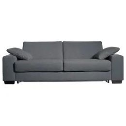 Schlafsofa Bali "Norwalk" Sofas Gr. 160cm x 200cm, Flachgewebe, Gelformmatratze ca. 20cm Höhe-Premium: Ergoflex Lattenrost mit Gelformmatratze, grau (grau/beige) Dauerschlaffunktion, mit Unterfederung Lattenrost und Matratze