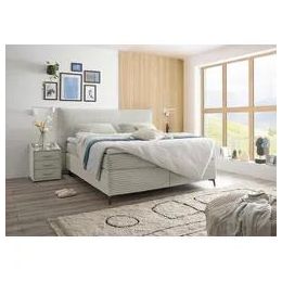 Boxspringbett ED EXCITING DESIGN "Seattle", grau (hellgrau), B:204cm L:212cm, 100% Polyester, Komplettbetten, Boxspringbett, harte Seite mit Kokosmatte, weiche Seite mit Filzabdeckung