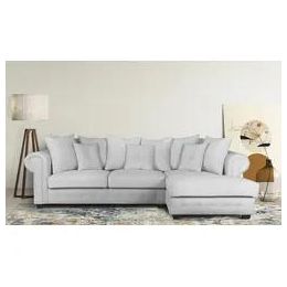 Ecksofa Home Affaire "San Pedro" Sofas Gr. B/H/T: 304cm x 94cm x 170cm, Luxus-Microfaser, Recamiere rechts, grau (hellgrau) L-Form