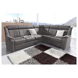 Sit & More Ecksofa SIT & MORE "Basel L-Form" Sofas Gr. B/H/T: 261cm x 98cm x 211cm, NaturLEDER-Kunstleder, langer Schenkel links, mit Relaxfunktion, grau wahlweise mit Relaxfunktion