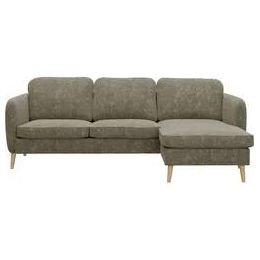 Ecksofa Inosign "Ikano" Sofas Gr. B/H/T: 225cm x 80cm x 143cm, Flachgewebe, Recamiere rechts, braun Massivholz Konstruktion, Wellenunterfederung im Sitz