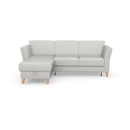 Sit & More Ecksofa SIT & MORE "Visby L-Form" Sofas Gr. B/H/T: 248 cm x 87 cm x 162 cm, Soft clean, Recamiere links, mit Bettfunktion-mit Bettkasten, grau (hellgrau) Wahlweise mit Bettfunktion und Bettkasten, frei im Raum stellbar