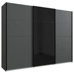 Schwebetürenschrank wimex "Barcelona" Schränke Gr. B/H/T: 270cm x 208cm x 65cm, 3 St., schwarz (graphit/ mitteltür glas schwarz) mit Glaselementen auf der Mitteltür