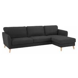 Ecksofa Home Affaire "MARSEILLE (279/152cm),L-Form, Rec. rechts/links" Sofas Gr. B/H/T: 279cm x 88cm x 152cm, Filzoptik, Chaiselongue rechts, grau (anthrazit) Massivholzbeine aus Eiche, in verschieden Bezügen und Farbvarianten