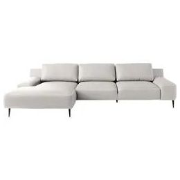 Ecksofa DESIGNWERK "Forma, zeitloses Designsofa mit aktuellem Fuß, L-Form", weiß (snow), B:344cm T:162cm, Leder, Struktur 98% Polyester, 2% Acryl, Sofas, in hochwertiger Verarbeitung und tollem Sitzkomfort