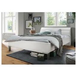 Futonbett Wiemann "Monaco, 4-fache Liegehöhenverstellung", weiß (weiß, leisten in chrom), B:189cm L:218cm, Betten, mit stilvollem Holzkopfteil, Made in Germany