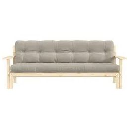 Schlafsofa KARUP DESIGN "Unwind" Sofas Gr. B/H/T: 190cm x 14cm x 92cm, Baumwoll-/Leinenmix, beige (linen natural) Mit Holzstruktur, inkl. Futonmatratze, Liegefläche 130x190 cm