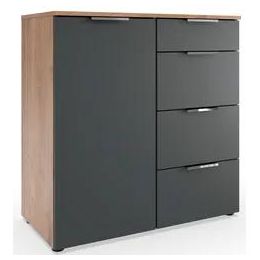 Kombikommode wimex "Level by fresh to go" Sideboards Gr. B/H/T: 81cm x 84cm x 41cm, 4 St., schwarz (front graphit/ korpus plankeneiche nachbildung) 1-türig, mit 4 Schubladen und soft-close Funktion, 84cm breit