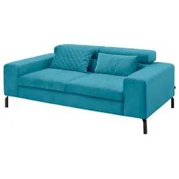 2-Sitzer Gallery M BRANDED BY MUSTERRING "Felicia Due" Sofas Gr. B/H/T: 192cm x 43cm x 111cm, Velour SAMT, mit Sitzvorzug motorisch, blau (petrol) Wahlweise mit Sitzvorzug, inklusive Kopfteilverstellung