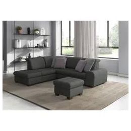 Sit & More Ecksofa SIT&MORE "Luxor L-Form" Sofas Gr. B/H/T: 259 cm x 82 cm x 224 cm, Luxus-Microfaser ALTARA NUBUCK, Ottomane links, ohne Bettfunktion-ohne Bettkasten-ohne Kopfteilverstellung, grau (graphite) wahlweise mit Bettfunktion, Stauraum und Kopfteilverstellung