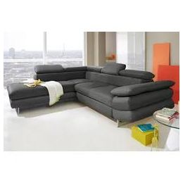 Ecksofa Inosign "Solution L-Form" Sofas Gr. B/H/T: 262cm x 73cm x 228cm, Kunstleder SOFTLUX, Ottomane links, mit Bettfunktion, grau wahlweise mit Bettfunktion