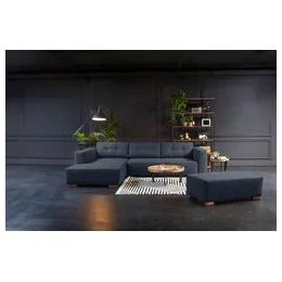 Ecksofa Tom Tailor HOME "HEAVEN CHIC XL" Sofas Gr. B/H/T: 302cm x 85cm x 221cm, Struktur fein TBO, Recamiere links, mit Bettfunktion-mit Bettkasten, blau (schwarz navy tbo 6) aus der COLORS COLLECTION, wahlweise mit Bettfunktion & Bettkasten