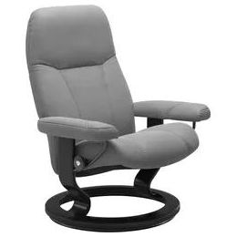 Relaxsessel stressless "Consul" Sessel Gr. Leder BATICK, Classic Base Schwarz, PlusTMSystem-Gleitsystem-Relaxfunktion-Drehfunktion-Kopfstützenverstellung-Rückteilverstellung, B/H/T: 72cm x 94cm x 70cm, grau (wild dove batick) mit Classic Base, Größe S, Gestell Schwarz