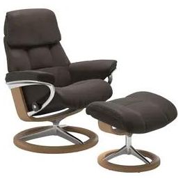 Relaxsessel stressless "Ruby", braun (braun batick), B:76cm H:100cm T:75cm, Leder PALOMA: durchgefärbtes Semianilin-Möbelleder, Leder BATICK: durchgefärbtes und genarbtes Möbelleder, Sessel, mit Signature Base, Größe S, Gestell Eiche, Wenge, Braun & Schwarz