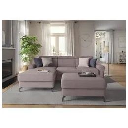 Sit & More Ecksofa SIT & MORE "Scarlett L-Form" Sofas Gr. B/T: 258cm x 172cm, Chenille, Recamiere links, Kopfteilverstellung, rosa (rosé) inklusive Kopfteilverstellung, wahlweise mit Bettfunktion, Bettkasten