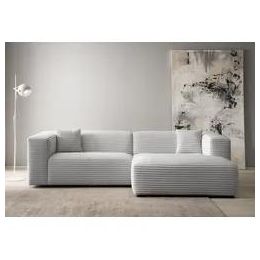 Ecksofa Andas "BAKELS, L-Form" Sofas Gr. B/H/T: 267 cm x 66 cm x 163 cm, Cord, Ottomane rechts, grau (hellgrau) trendiger Megacord, in 3 Farben lieferbar