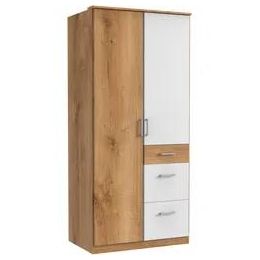 Kleiderschrank wimex "Click" Schränke Gr. B/H/T: 90cm x 199cm x 58cm, 2 St., weiß (plankeneichefarben/weiß) Drehtürenschrank Kleiderschrank Schränke ohne Spiegel