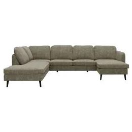 Wohnlandschaft Inosign "Ikano" Sofas Gr. B/H/T: 295cm x 80cm x 205cm, Flachgewebe, Ottomane links, braun Massivholz Konstruktion, Wellenunterfederung im Sitz