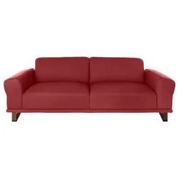 2,5-Sitzer W.Schillig "montanaa" Sofas Gr. B/H/T: 232cm x 78cm x 94cm, Longlife Xtra-Leder Z59, rot (ruby z59) mit Metallkufen in Bronze pulverbeschichtet, Breite 232 cm