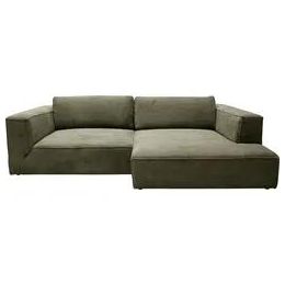 Ecksofa Tom Tailor HOME "Big Cube Style" Sofas Gr. B/H/T: 240cm x 83cm x 160cm, Cord TRI, Recamiere rechts, grün (turtle tri 333) mit cleanen Stegkissen, extra große Sitztiefe, Breite 240cm