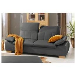 2,5-Sitzer Home Affaire "Bergamo" Sofas Gr. B/H/T: 215cm x 77cm x 90cm, Luxus-Kunstleder, ohne Funktion, grau mit Armlehn-und Rückenfunktion, Federkern