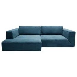 Ecksofa Tom Tailor HOME "Big Cube Style" Sofas Gr. B/H/T: 240cm x 83cm x 160cm, Cord TRI, Recamiere links, blau (azure tri 106) mit cleanen Stegkissen, extra große Sitztiefe, Breite 240cm