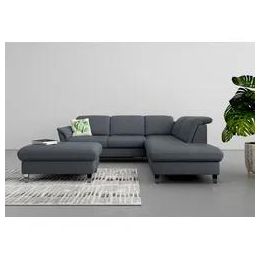 Sit & More Ecksofa SIT & MORE "Maggiore L-Form" Sofas Gr. B/T: 261cm x 224cm, Soft clean, Ottomane rechts, mit Kopfteilverstellung-mit Bettfunktion-mit Stauraum-Fussfarbe: Nickel satiniert, grau (dunkelgrau) wahlweise mit Kopfteilverstellung, Bettfunktion und Stauraum