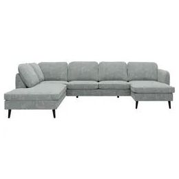 Wohnlandschaft Inosign "Ikano" Sofas Gr. B/H/T: 295cm x 80cm x 205cm, Flachgewebe, Ottomane links, grau Massivholz Konstruktion, Wellenunterfederung im Sitz