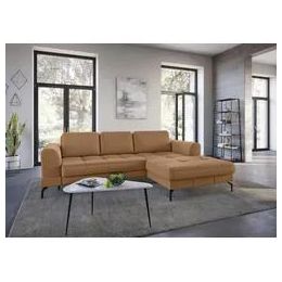 Sit & More Ecksofa SIT&MORE "Bendigo L-Form" Sofas Gr. B/H/T: 284 cm x 87 cm x 175 cm, NaturLEDER, mega-Recamiere rechts, mit schwarzem Nickelfuß, braun (cappucino) inklusive Sitztiefenverstellung, Bodenfreiheit 15 cm, 2 Fußfarben