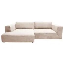 Ecksofa Tom Tailor HOME "Big Cube Style" Sofas Gr. B/H/T: 240cm x 83cm x 160cm, Cord TRI, Recamiere links, beige (clay tri 21) mit cleanen Stegkissen, extra große Sitztiefe, Breite 240cm