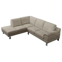 Ecksofa Egoitaliano "Shakira, Design und Sitzkomfort auf hohem Niveau, tolle Details" Sofas Gr. B/H/T: 240cm x 84cm x 212cm, Luxus-Microfaser Lederoptik, Ottomane links, grau (opal grau) mit Ottomane, L-Form, elegante Metallfüße