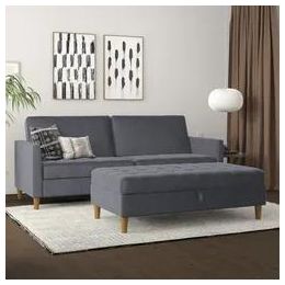 3-Sitzer DOREL HOME "Presley" Sofas Gr. B/H/T: 203cm x 83cm x 83cm, Samtvelours, grau (anthrazit) Sofa mit Bett-Funktion und verstellbarer Rückenlehne