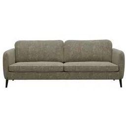 3-Sitzer Inosign "Ikano" Sofas Gr. B/H/T: 215cm x 80cm x 86cm, Flachgewebe, braun Massivholz Konstruktion, Wellenunterfederung im Sitz