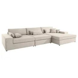 Ecksofa RAUM.ID "Enid L-Form" Sofas Gr. B/H: 360cm x 75cm, Struktur, Ottomane rechts, beige 3 Teile, bestehend aus Modulen, in vielen Bezügen, auch Breitcord