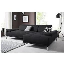 Ecksofa Places of Style "Caluna L-Form" Sofas Gr. B/H/T: 269cm x 97cm x 174cm, Flachgewebe, Recamiere rechts, schwarz mit Sitztiefen- und Kopfteilverstellung