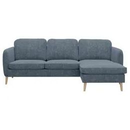 Ecksofa Inosign "Ikano" Sofas Gr. B/H/T: 225cm x 80cm x 143cm, Flachgewebe, Recamiere rechts, blau Massivholz Konstruktion, Wellenunterfederung im Sitz