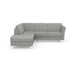 Sit & More Ecksofa SIT & MORE "Visby L-Form" Sofas Gr. B/H/T: 248cm x 87cm x 213cm, Luxus-Microfaser Paris, Ottomane links, mit Bettfunktion-mit Bettkasten, silberfarben (silber) Wahlweise mit Bettfunktion und Stauraum, frei im Raum stellbar