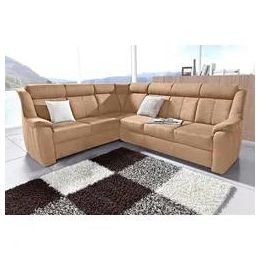 Sit & More Ecksofa SIT & MORE "Basel L-Form" Sofas Gr. B/H/T: 261cm x 98cm x 211cm, Luxus-Microfaser ALTARA NUBUCK, langer Schenkel rechts, ohne Relaxfunktion, braun (cafe) wahlweise mit Relaxfunktion